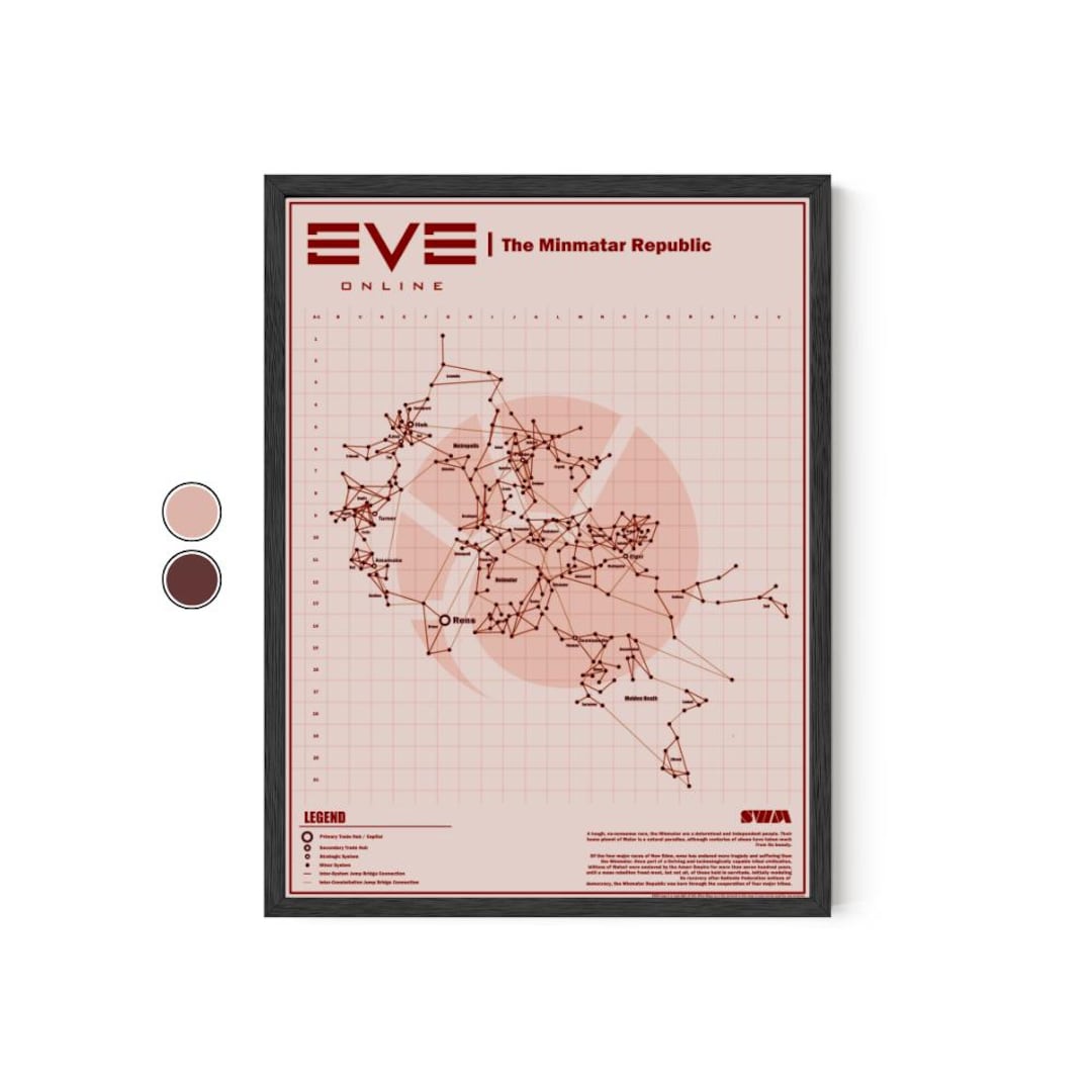 Eve Online Minmatar Republic Map Poster - Sci-fi Video Game Art Print ...