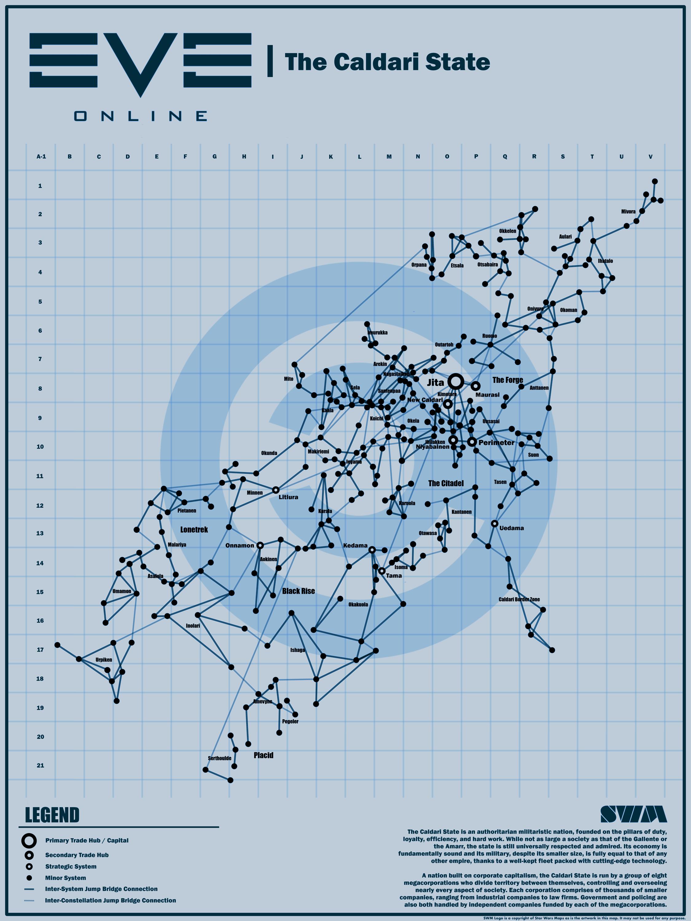 Eve Online Caldari State Map Poster - Sci-fi Video Game Art Print - Etsy