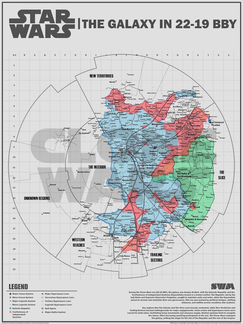 Star Wars Galaxy Political Map Poster: Clone Wars - Sci-fi Art Print - Etsy