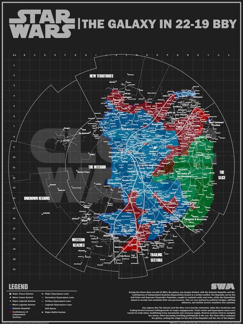 Star Wars Galaxy Political Map Poster: Clone Wars - Sci-fi Art Print - Etsy