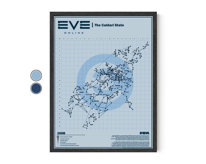Eve Online Caldari State Map Poster - Sci-fi Video Game Art Print - Etsy