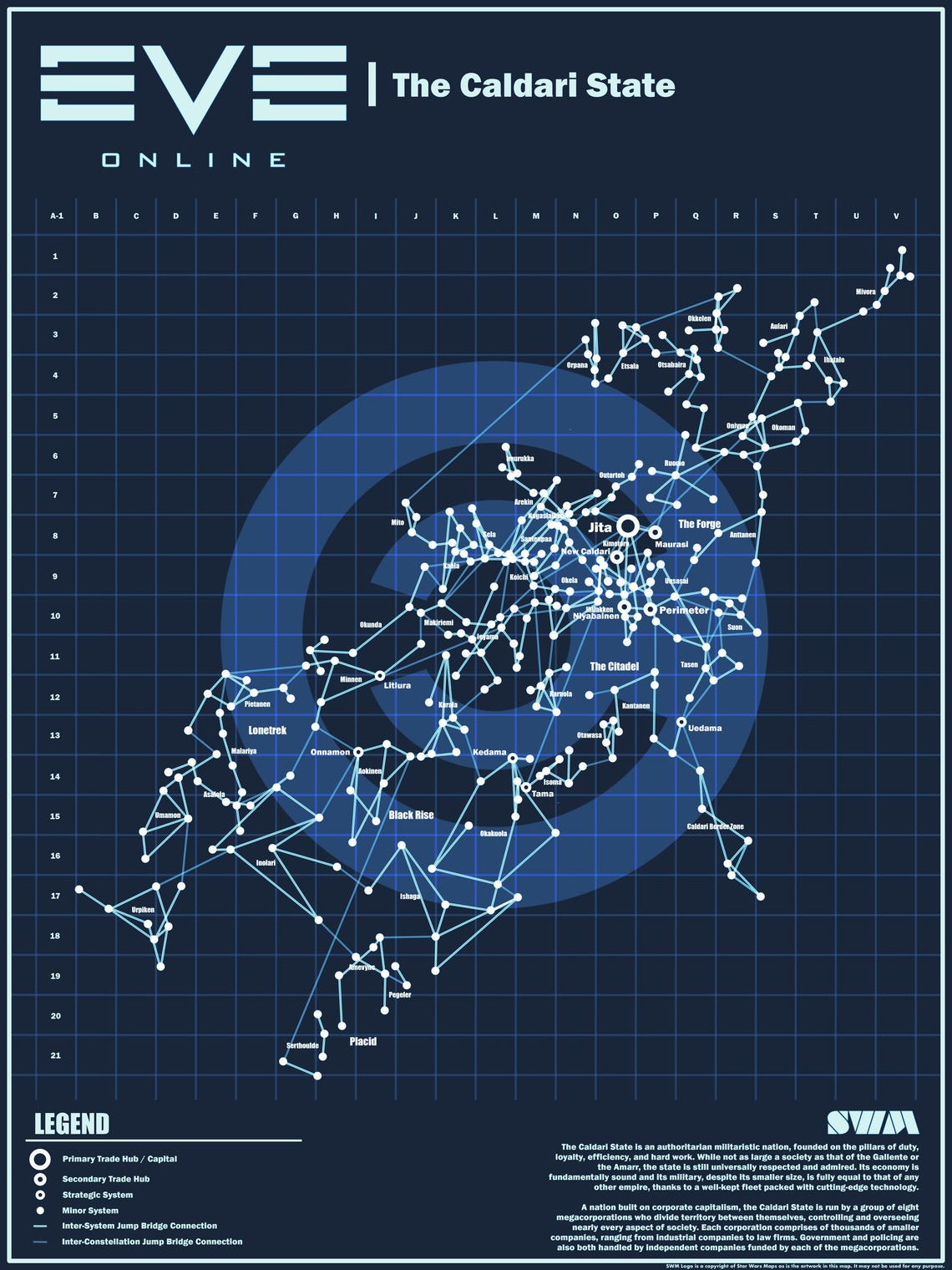 Eve Online Caldari State Map Poster - Sci-fi Video Game Art Print - Etsy