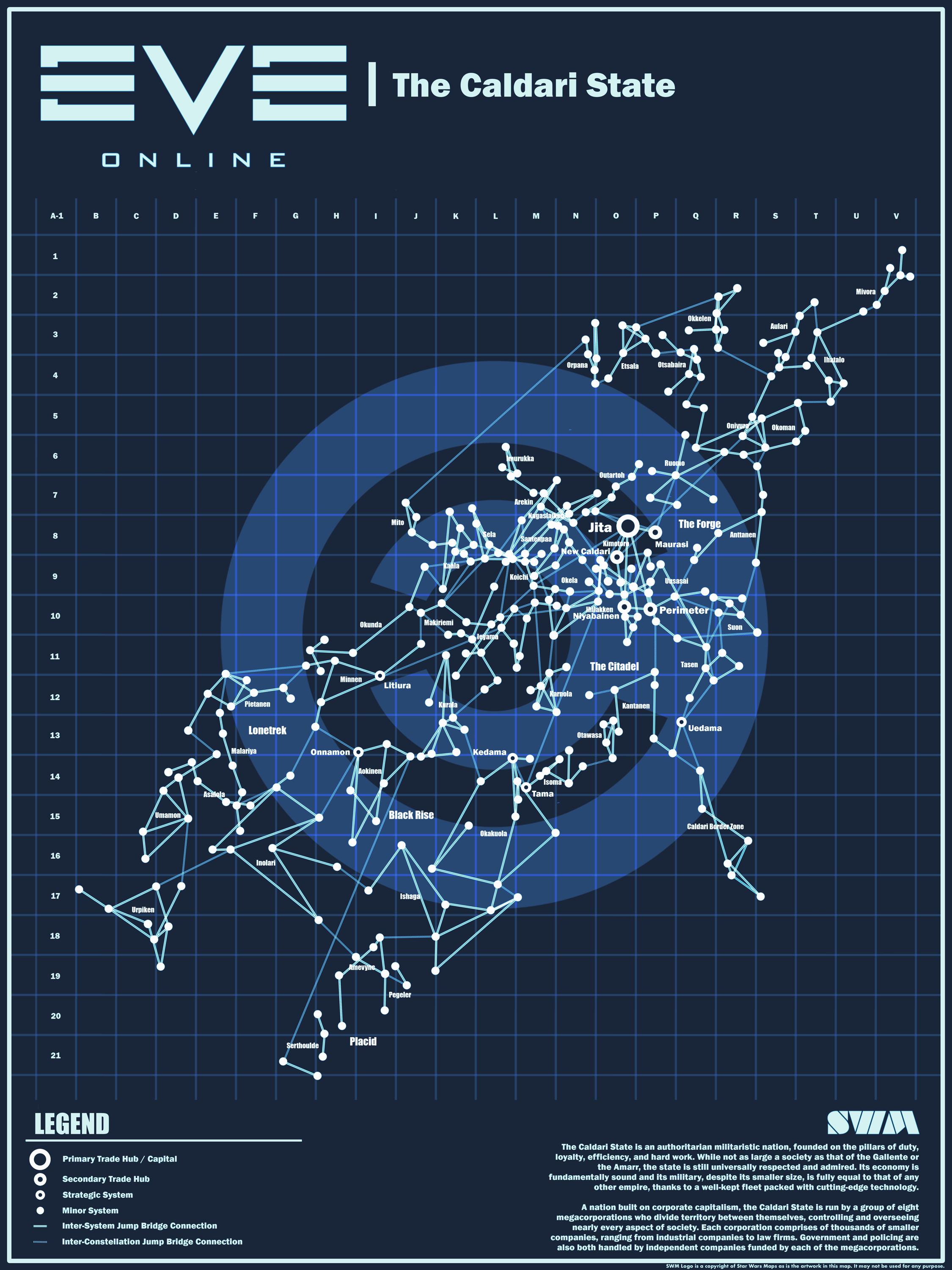 Eve Online Caldari State Map Poster - Sci-fi Video Game Art Print - Etsy