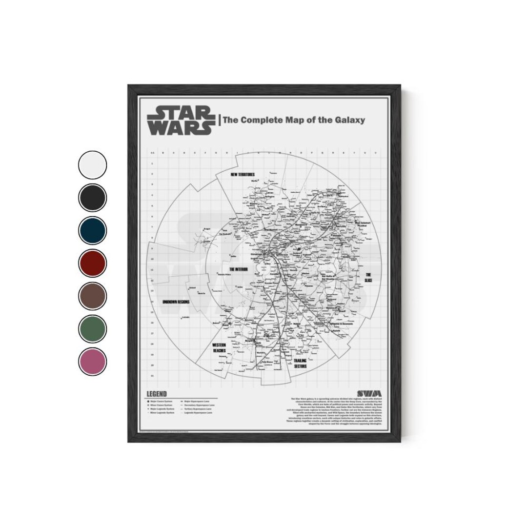 Star Wars Galaxy Map Poster, Matte Vertical Posters, Wall Art Decor ...