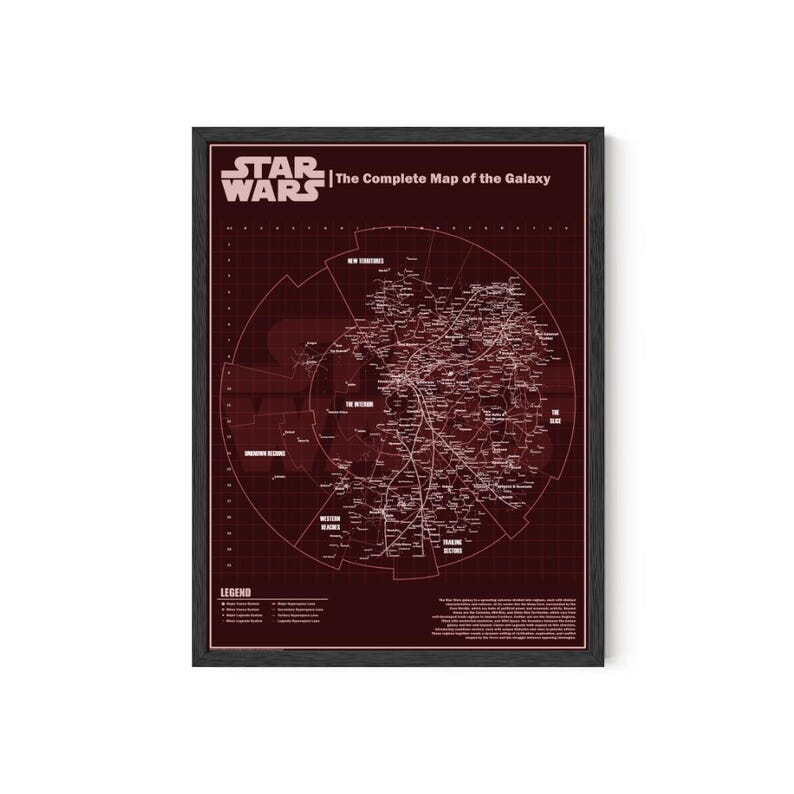Star Wars Galaxy Map Poster: Complete Map - Sci-fi Art Print - Etsy