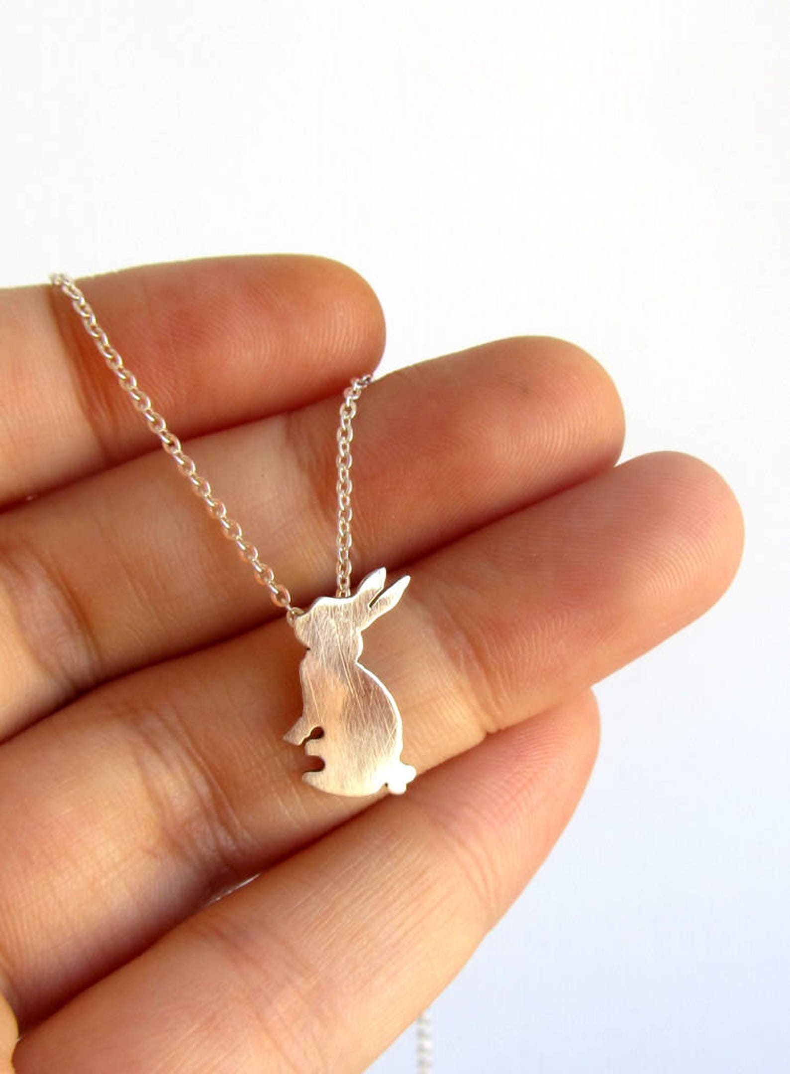 Sterling Silver Bunny Necklace Rabbit Necklace Rabbit Lover - Etsy