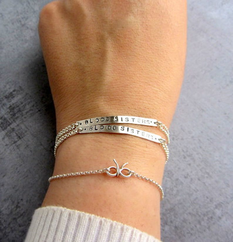 Personalized Friendship Bracelet Stamped Sterling Silver Bar - Etsy