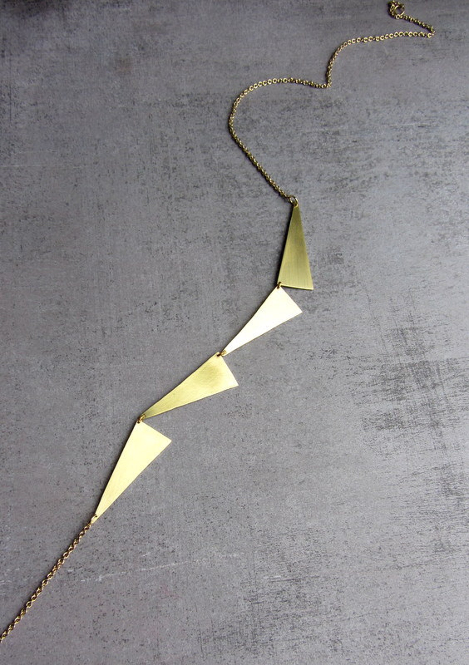 Statement Geometric Triangle Gold Brass Long Necklace. Gold - Etsy