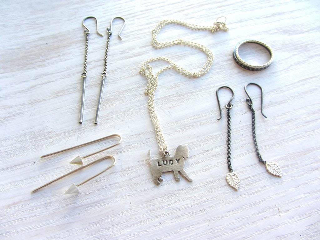 Custom Cat Necklace Custom Name Necklace. Sterling Silver Cat | Etsy