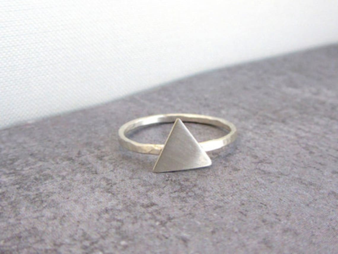 Sterling Silver Triangle Ring Geometric Jewelry. - Etsy UK