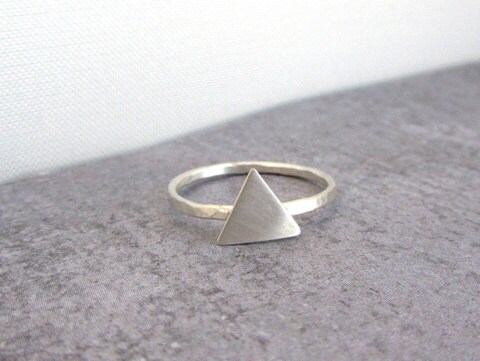 Sterling Silver Triangle Ring Geometric Jewelry. - Etsy UK
