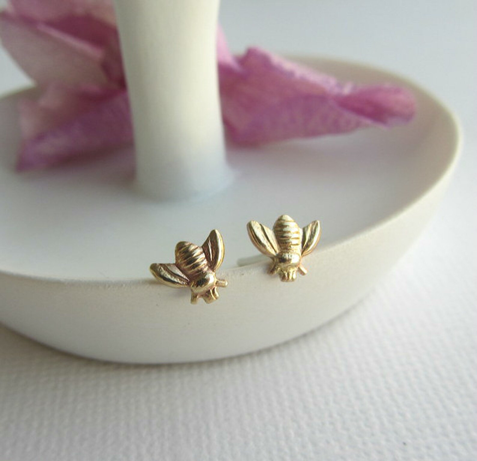 Gold Bee Stud Earrings, Bumble Bee Earrings, Honey Bee Earrings, Tiny Stud Earrings, Bee Jewelry ...