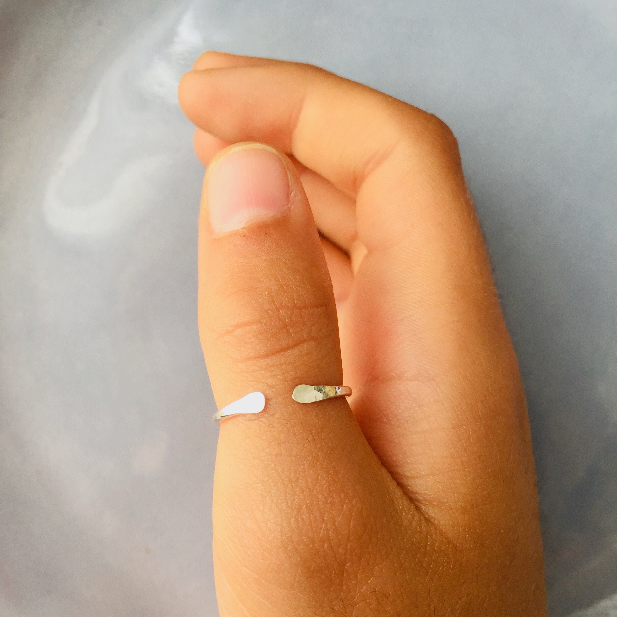 Silver thumb ring Hammered silver ring Open ring adjustable | Etsy