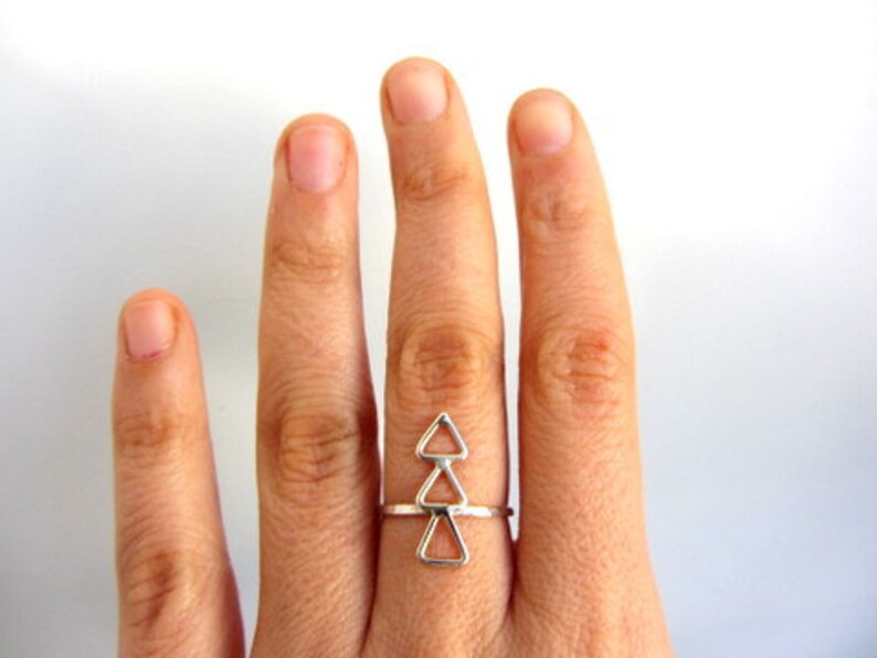 Sterling Silver Triple Delta Triangle Band Ring Delta Ring - Etsy