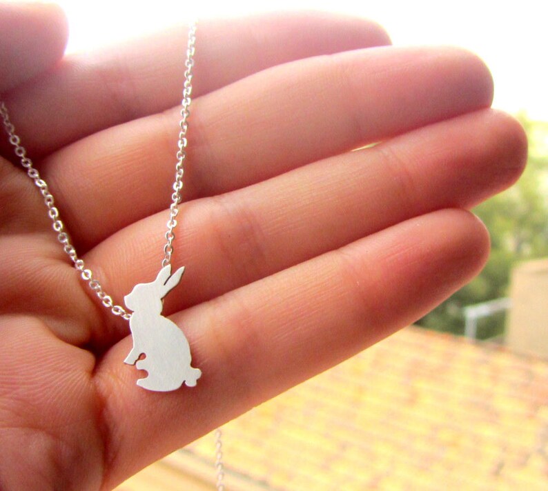 Sterling silver bunny necklace Rabbit necklace Rabbit lover | Etsy