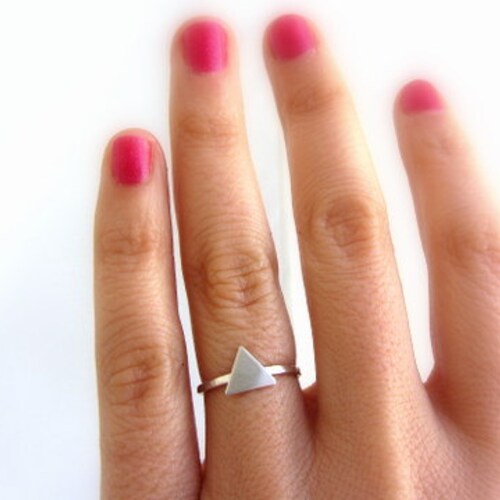 Sterling Silver Triangle Ring Geometric Jewelry. - Etsy Norway