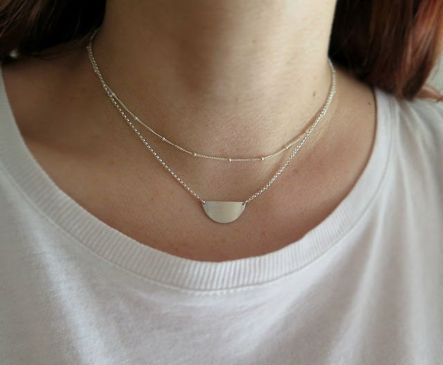 Silver Double Strand Necklace Layered Necklace in Sterling | Etsy