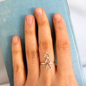 Sterling Silver Triple Delta Triangle Band Ring, Delta Ring, Delta ...