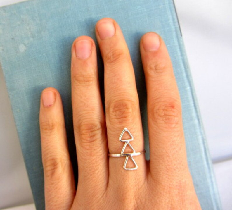 Sterling Silver Triple Delta Triangle Band Ring Delta Ring - Etsy