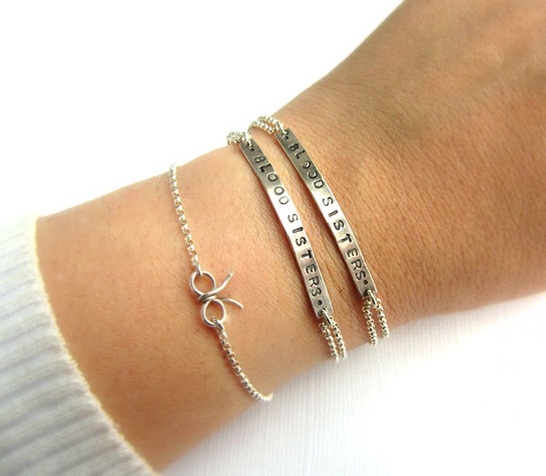 Personalized Friendship Bracelet Stamped Sterling Silver Bar - Etsy