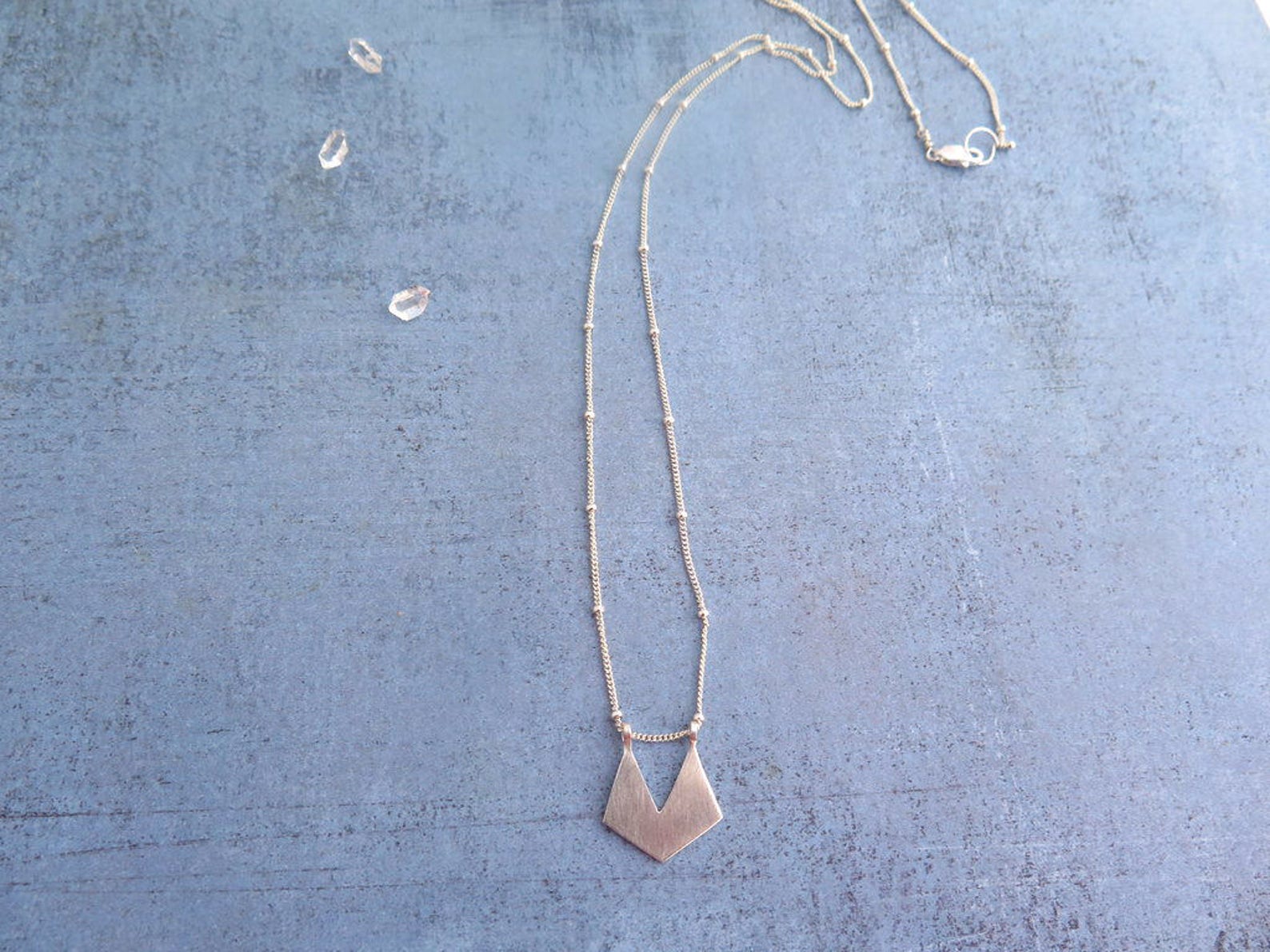 Modern Long Necklace Layered Long Pendant Sterling Silver | Etsy