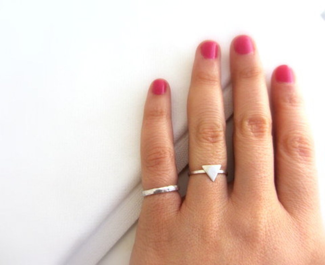 Sterling Silver Triangle Ring Geometric Jewelry. - Etsy UK