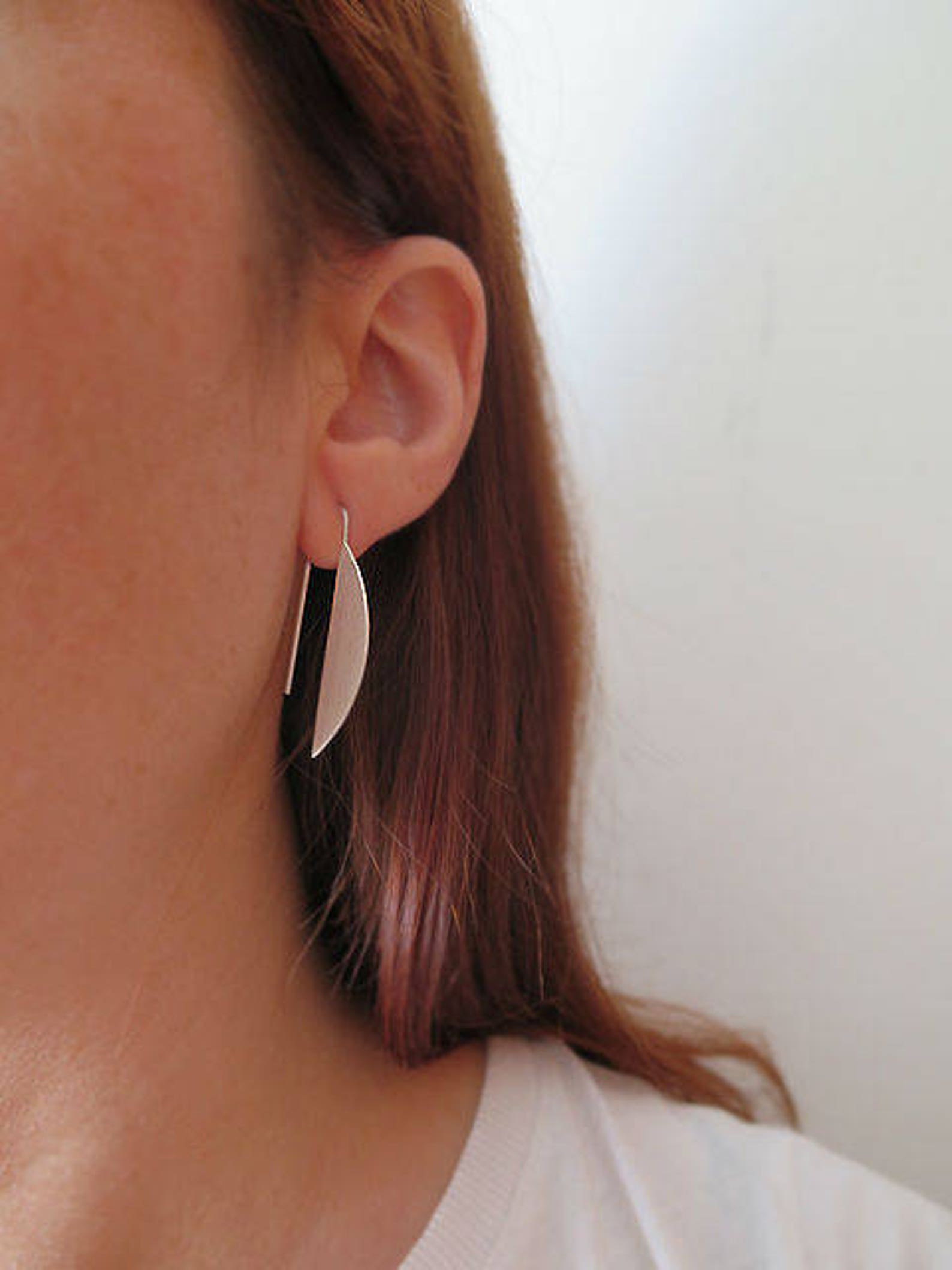 Half Moon Gold Long Earrings Half Circle Earrings Moon | Etsy