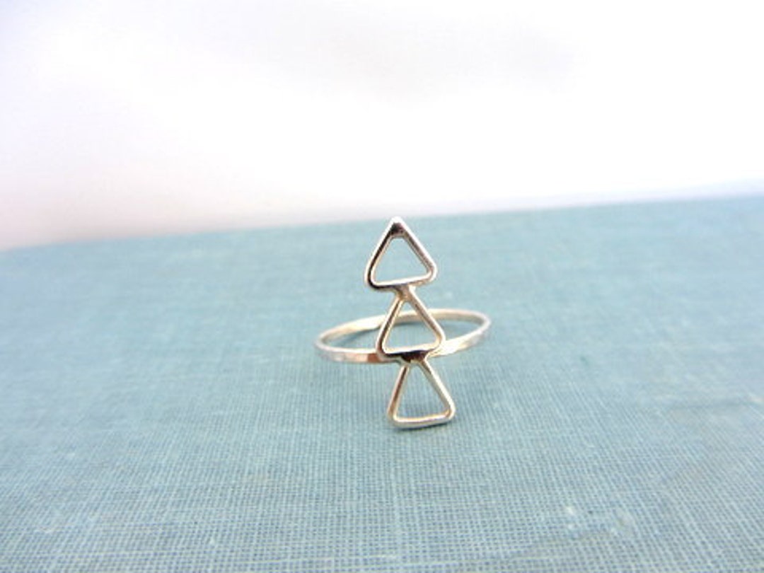 Sterling Silver Triple Delta Triangle Band Ring, Delta Ring, Delta ...