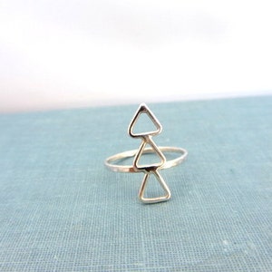 Sterling Silver Triple Delta Triangle Band Ring, Delta Ring, Delta ...