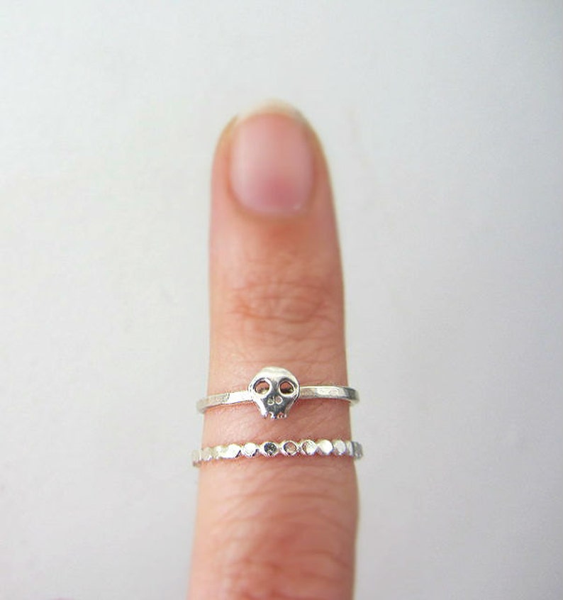 Sugar Skull Ring Skull Ring Set Sterling Silver Skull Ring - Etsy