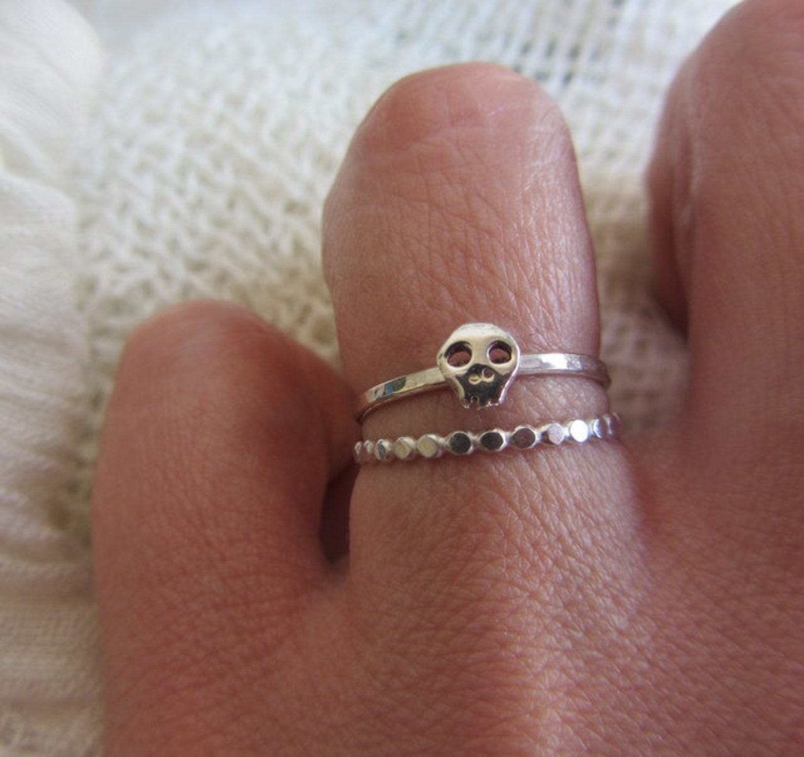 Sugar Skull Ring Skull Ring Set Sterling Silver Skull Ring - Etsy
