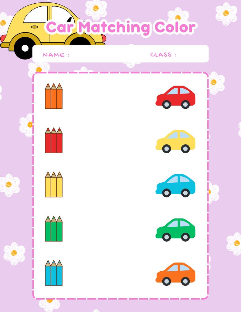Worksheet - Matching Color & Shape - Etsy
