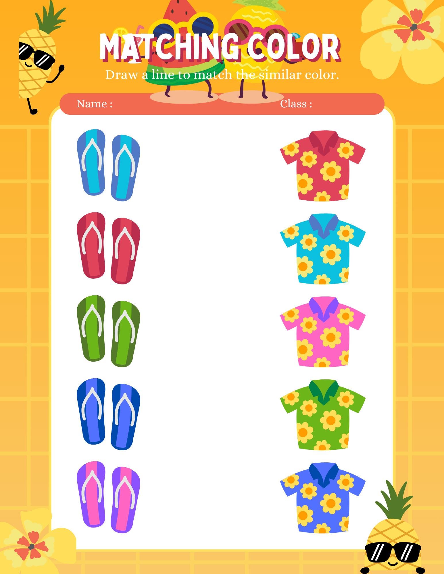 Worksheet - Matching Color & Shape - Etsy