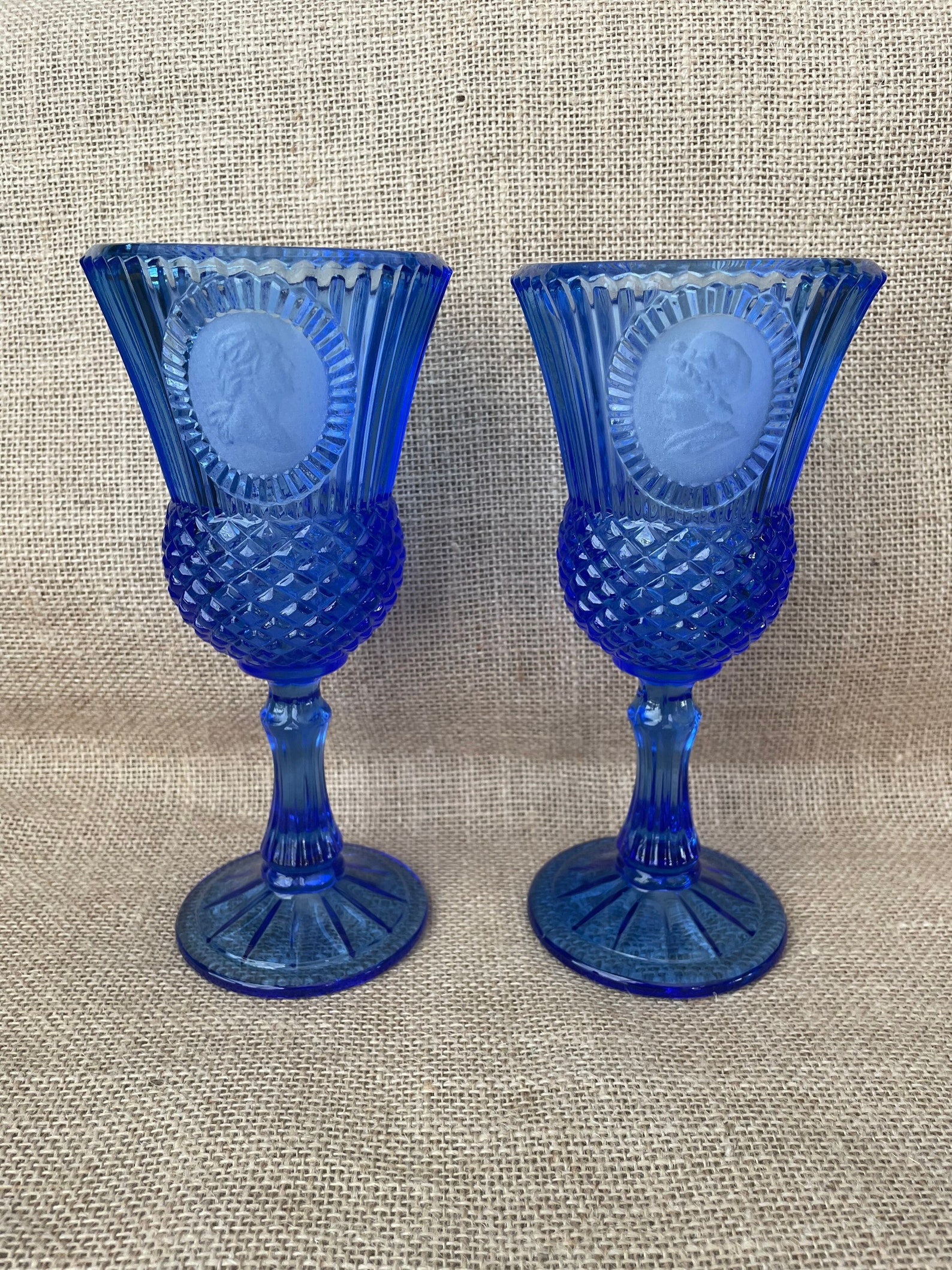 Avon by Fostoria George and Martha Washington Cobalt Blue Goblets Set ...