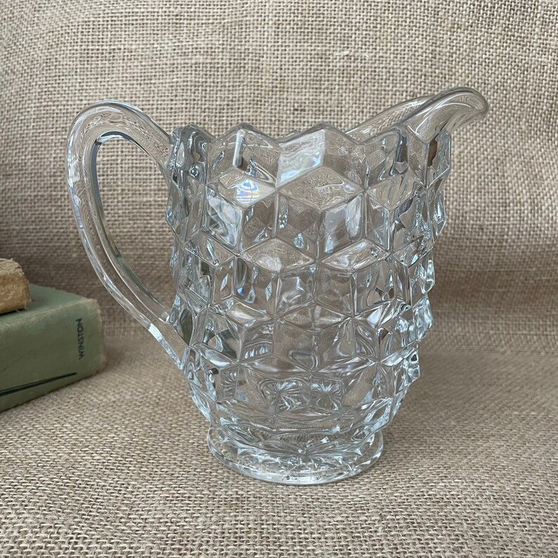 Fostoria American Small Pitcher Cubist Pattern Clear Glass - Etsy