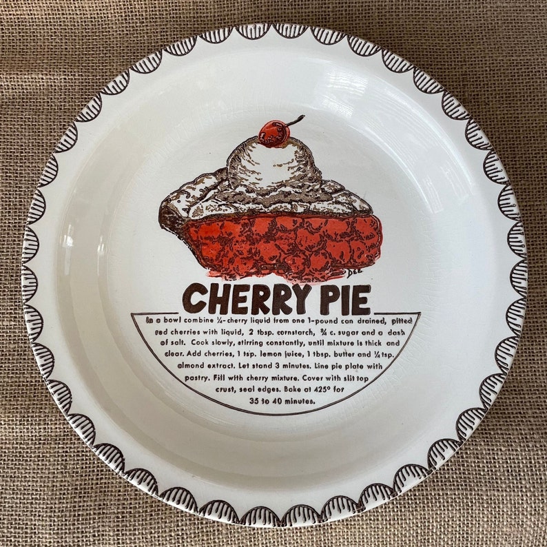 Vintage Carlton Glass Cherry Pie Plate With Recipe - Etsy