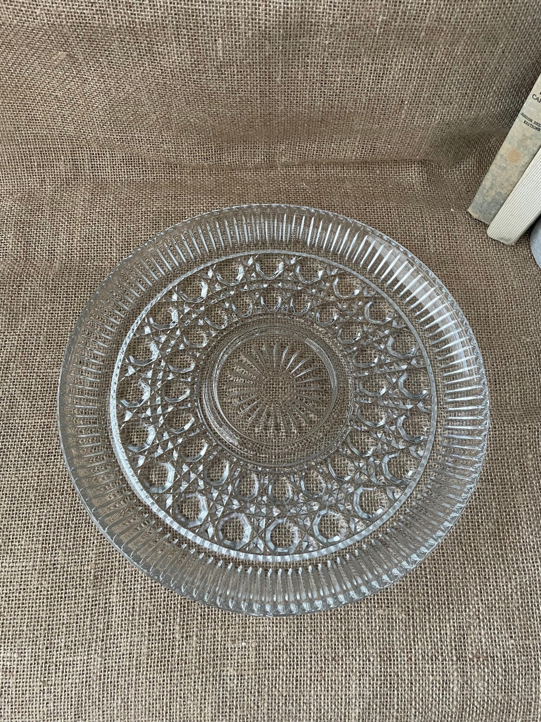 Vintage 11 Inch Glass Platter | Federal Glass Windsor Button and Cane ...