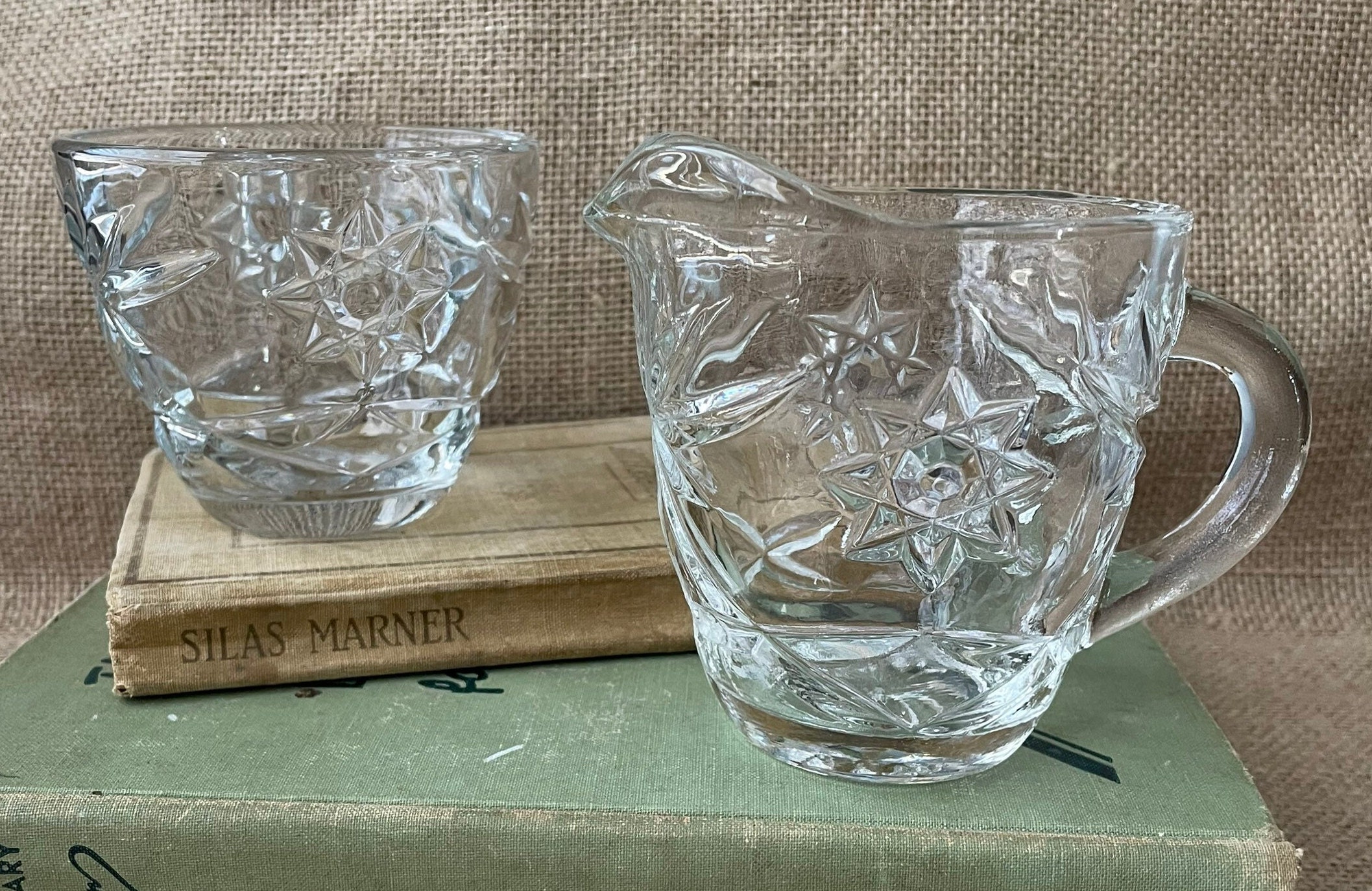 Vintage Anchor Hocking Star of David Cream and Sugar Set - Etsy