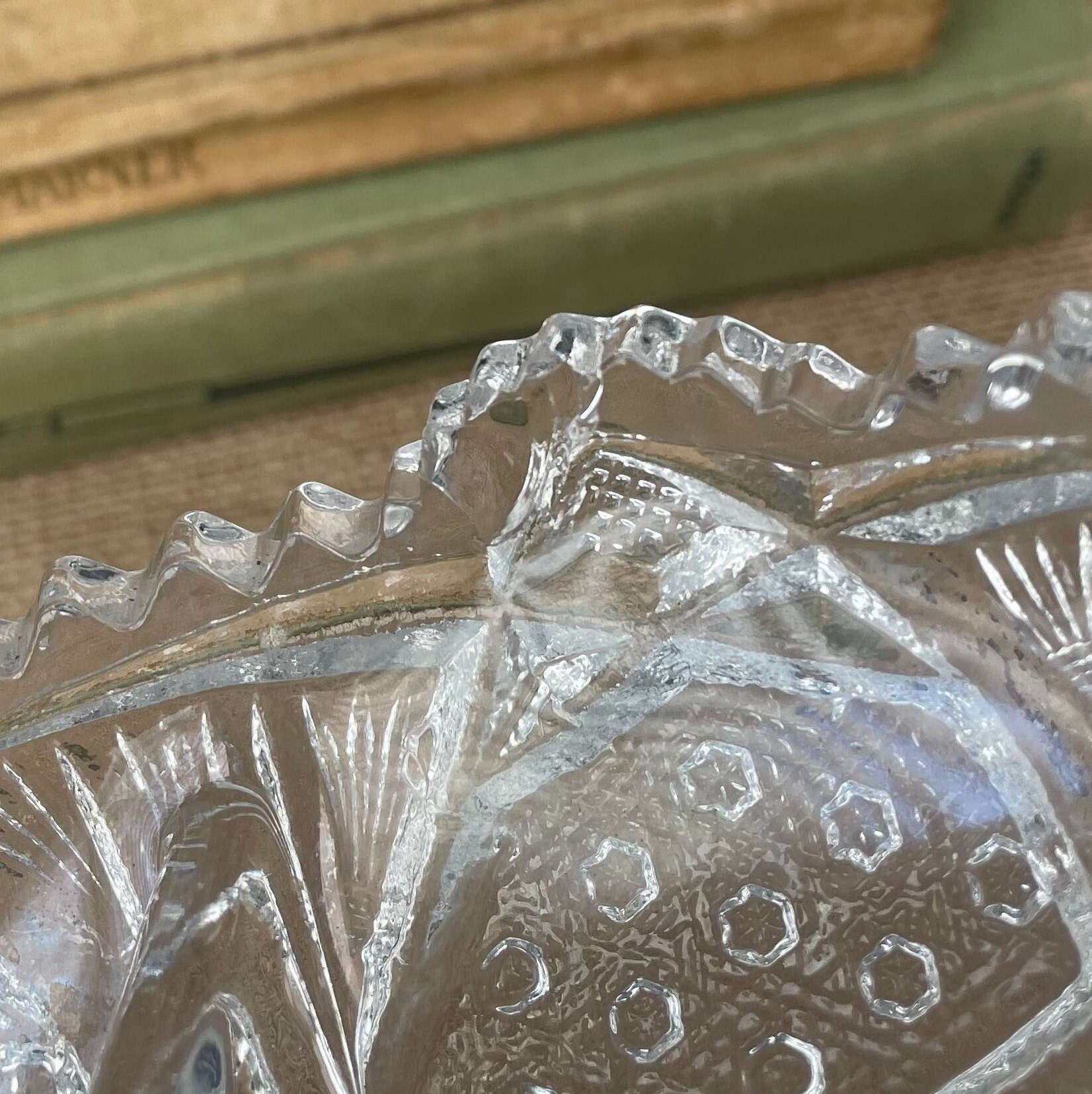 Vintage Imperial Glass Divided Dish With Nucut Pattern and Saw-tooth ...