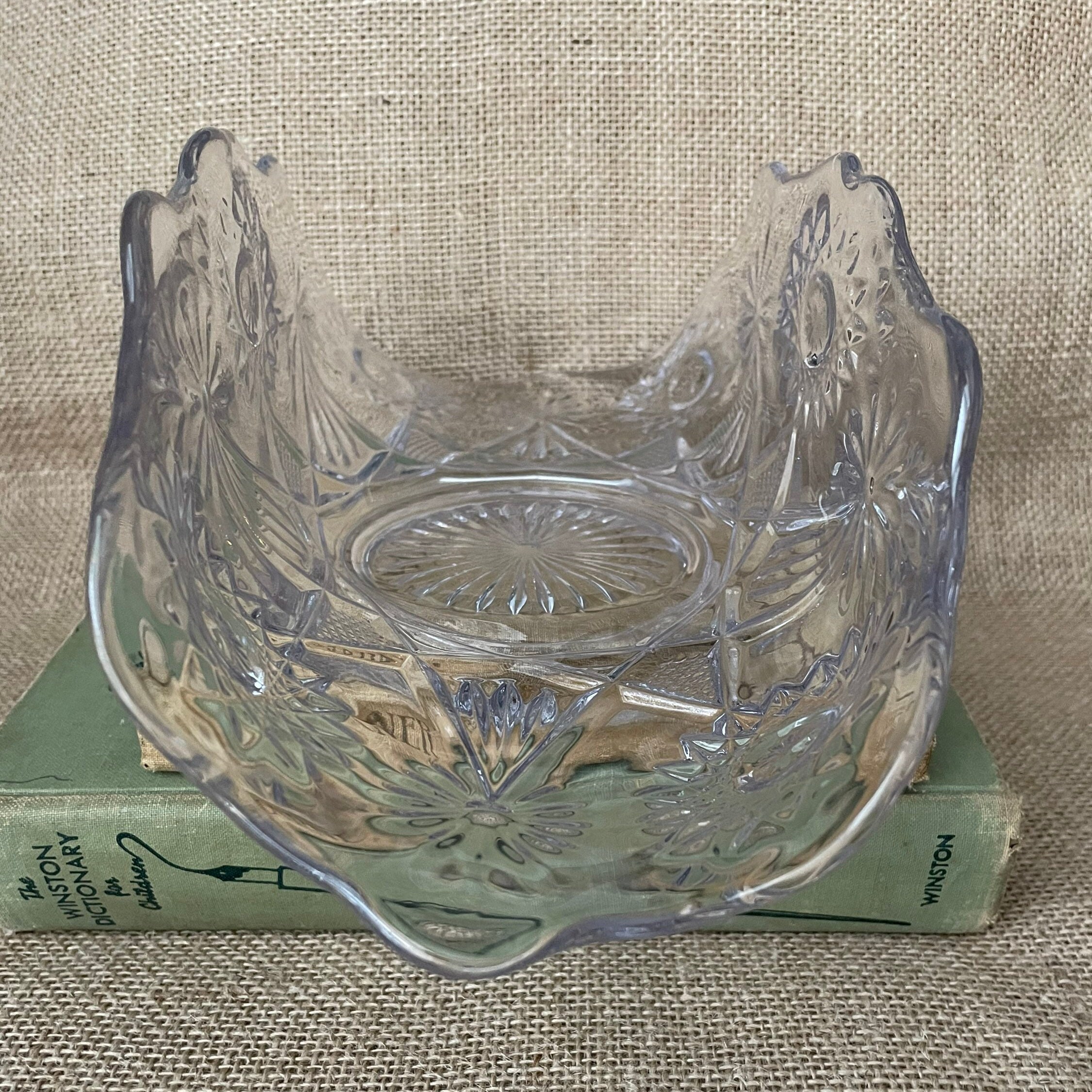 Curved Glass Dish Featuring Daisy and Sun Pattern Vintage Imperial ...