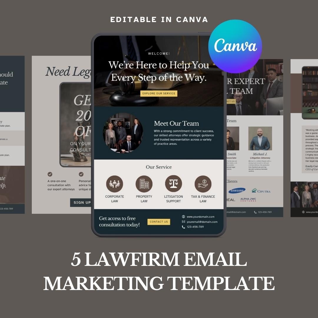 5 Lawfirm Legal Service Email Marketing Template Design Email ...