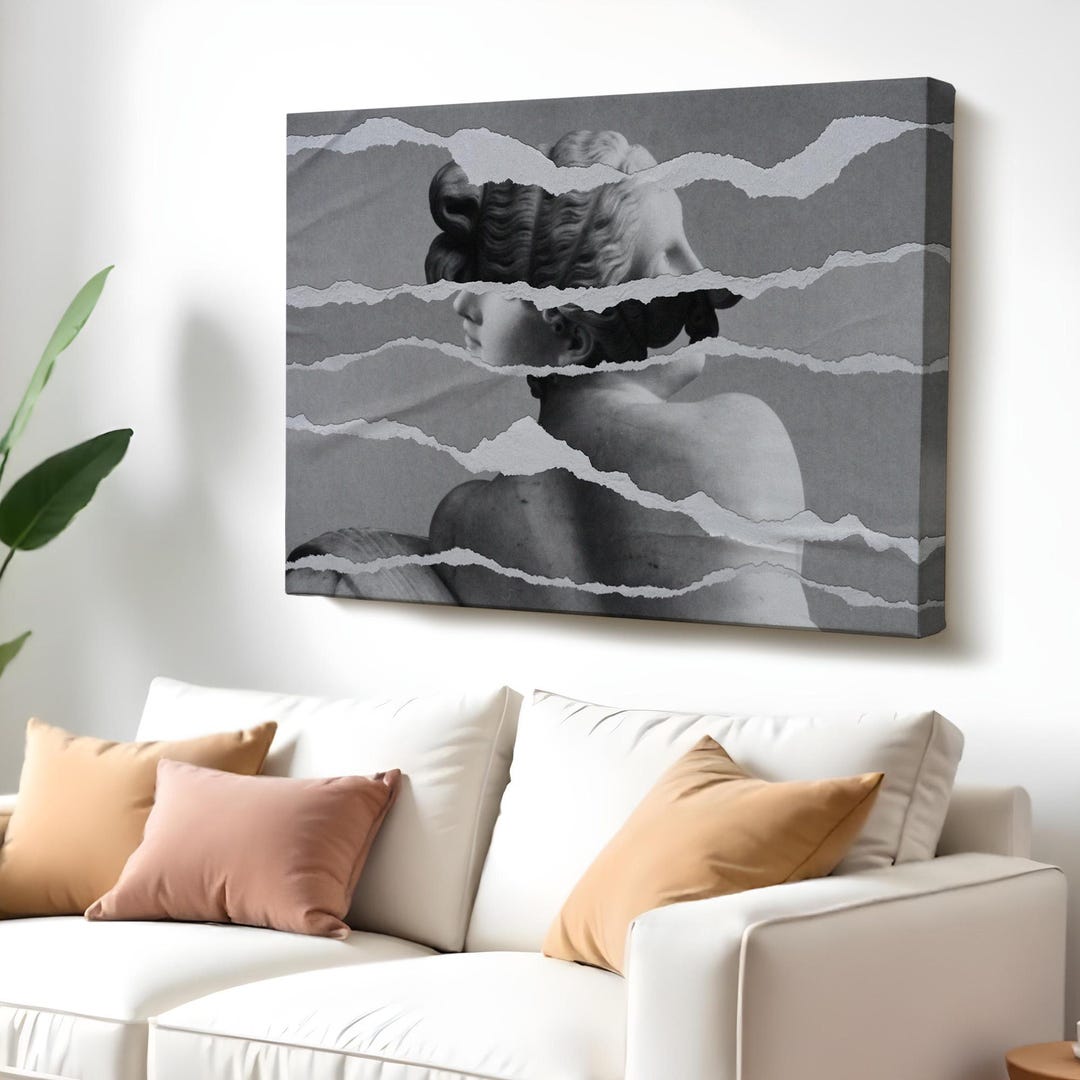 Torn Paper Painting of A Greek Statue İmage, Populer Modern Wall Decor ...