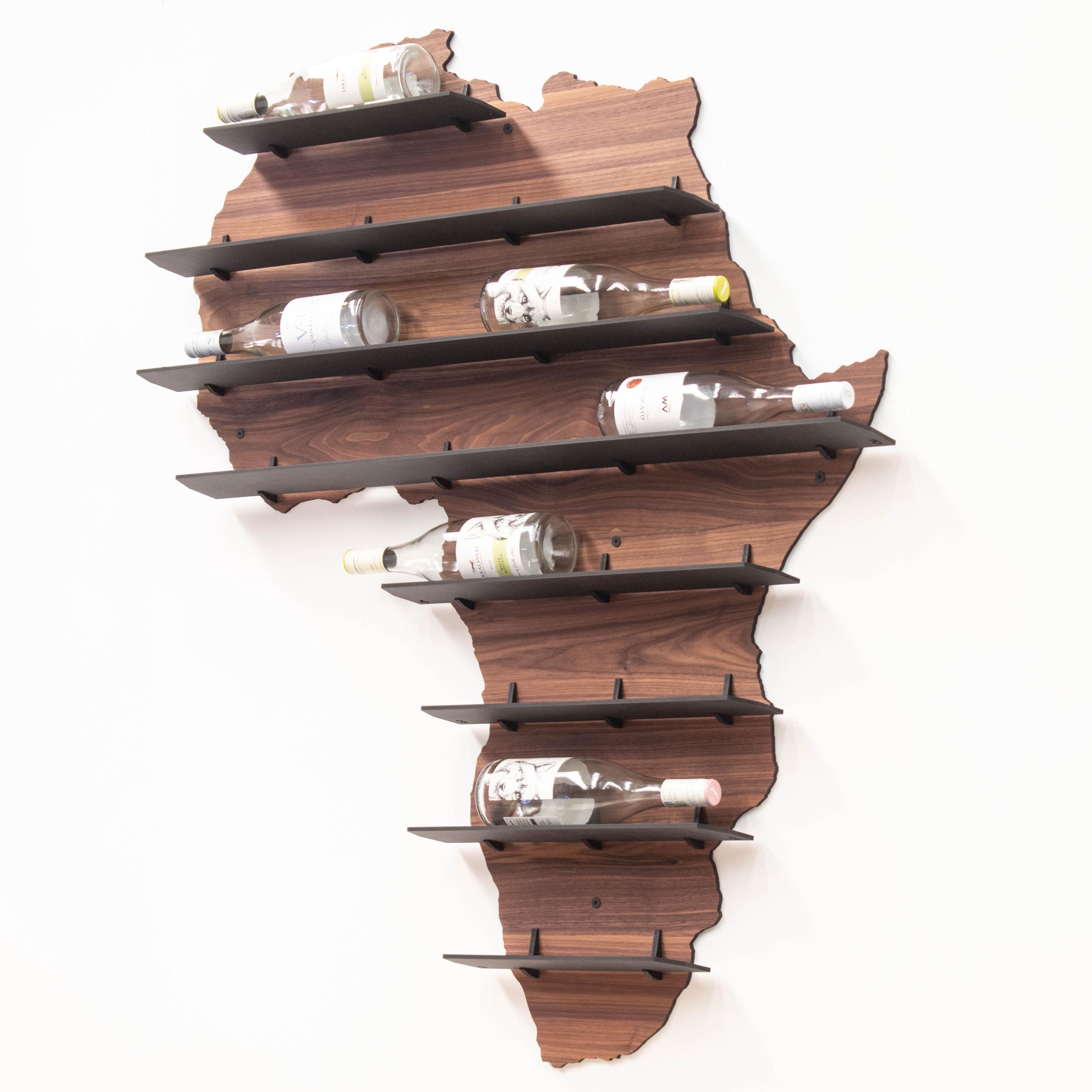 Africa Wall Wine Shelf, Walnut Wine Shelf, Wall Wine Bottle Holder ...