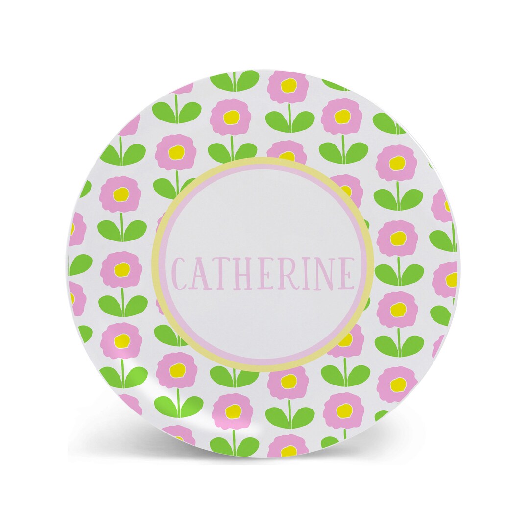 Flower Pattern Personalized Kids Plate Birthday Plate Girl Baby Gift ...