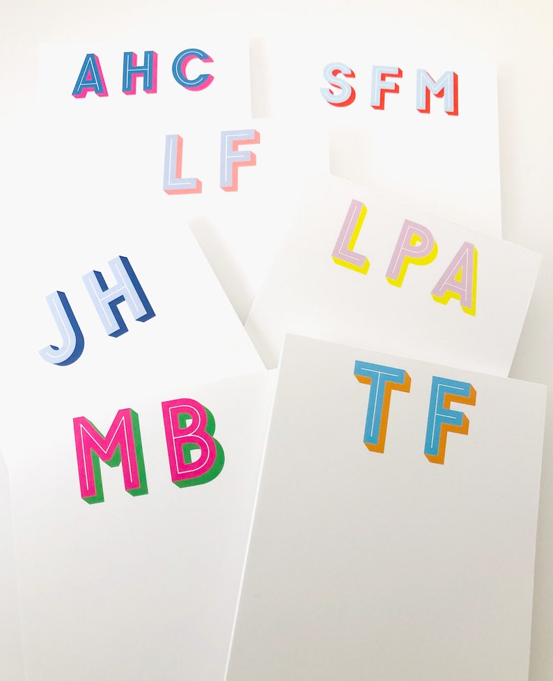 Personalized Monogram Notepad / Custom Initial Square Note Pad Modern ...