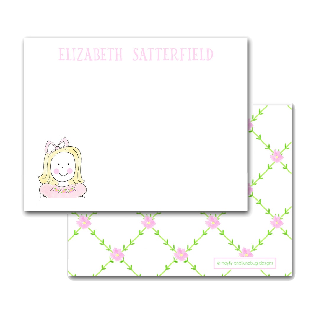 Personalized Girl Notecards | Custom Stationery | Smocked Dress Note ...