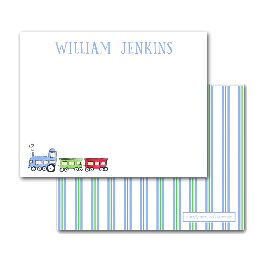 Personalized Kids Notecards Train Custom Note Cards Thank You Notes for ...