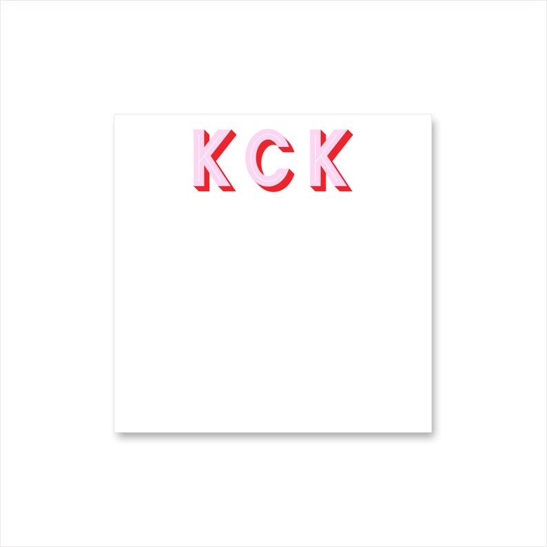 Personalized Monogram Notepad / Custom Initial Square Note Pad Modern ...
