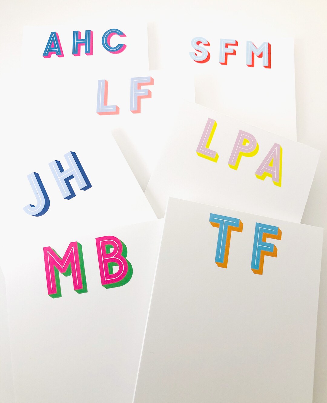 Personalized Monogram Notepad / Monogram Initial Note Pad Modern Bright ...