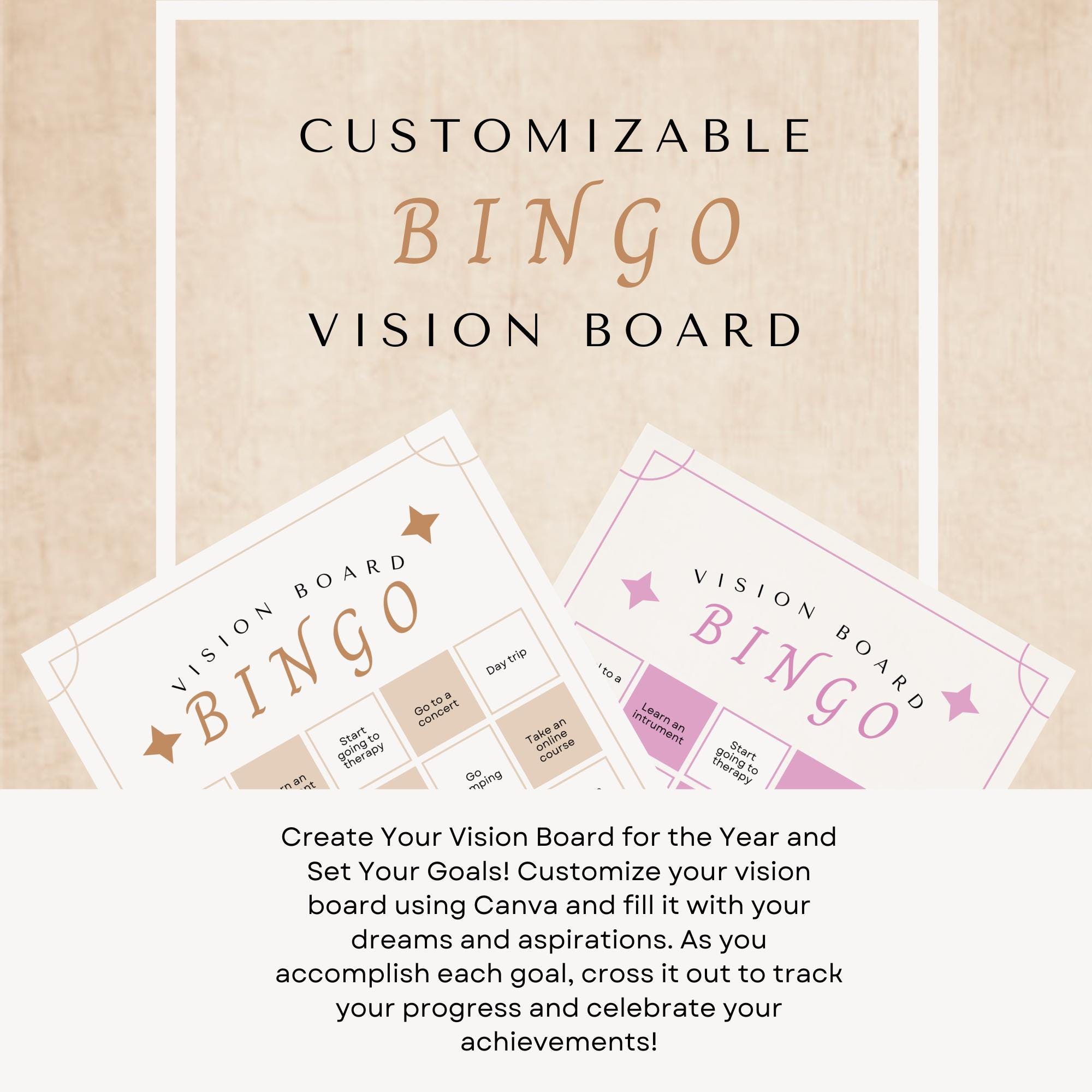 Customizable Bingo Vision Board - Etsy